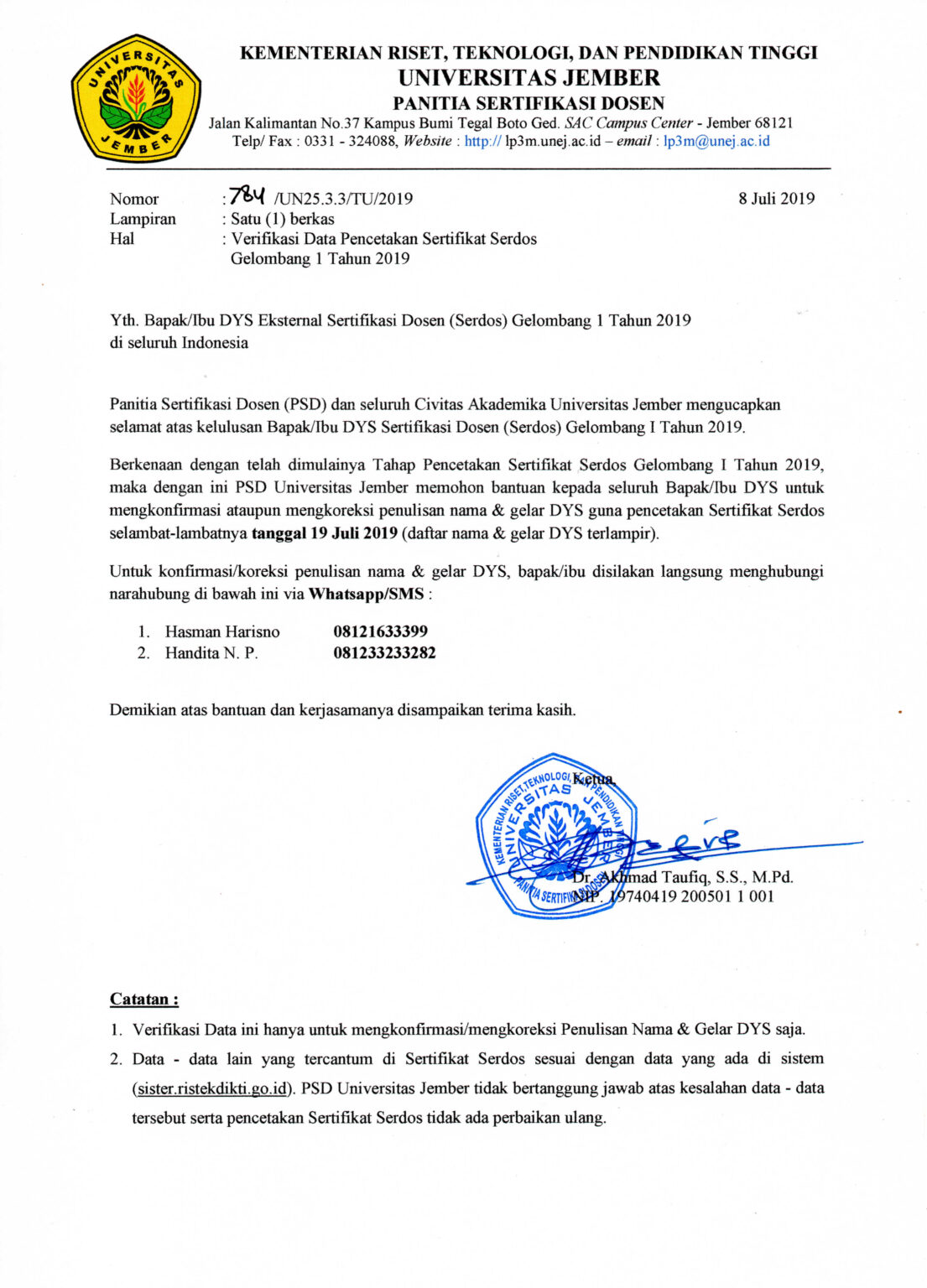 Verifikasi Data Pencetakan Sertifikat SERDOS G-I 2019 - LPMPP ...